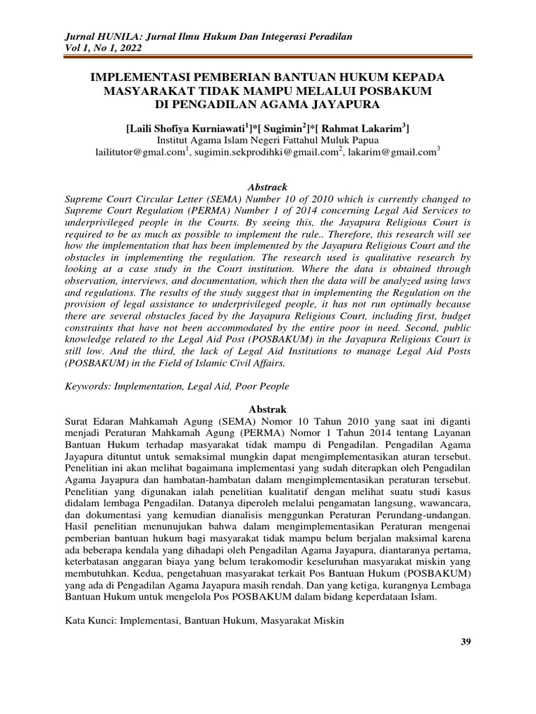 Implementasi Pemberian Bantuan Hukum Kep | PDF