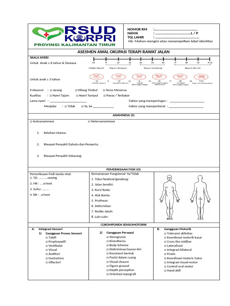Asesmen Awal Okupasi Terapi | PDF