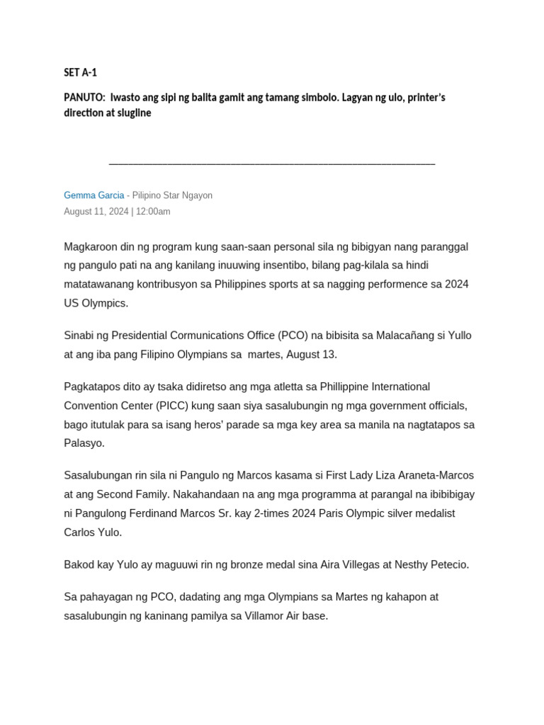 CRHW Exercises Fil - Set A | PDF | Travel