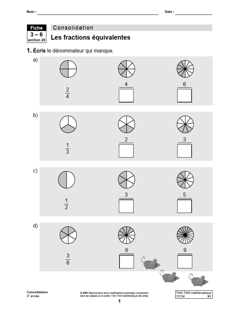 3e Les Fractions Équivalentes | PDF
