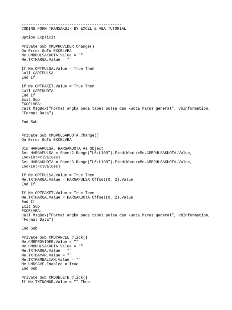 Coding Form Transaksi | PDF