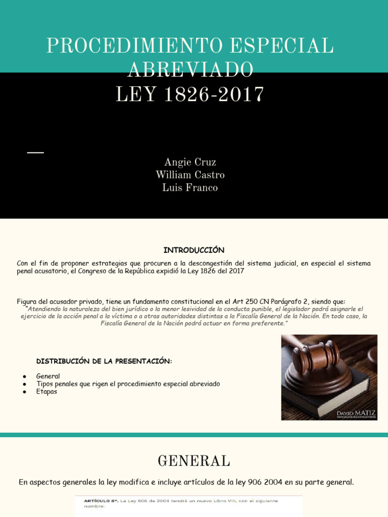 Procedimiento Especial Abreviado Ley 1826-2017 | PDF