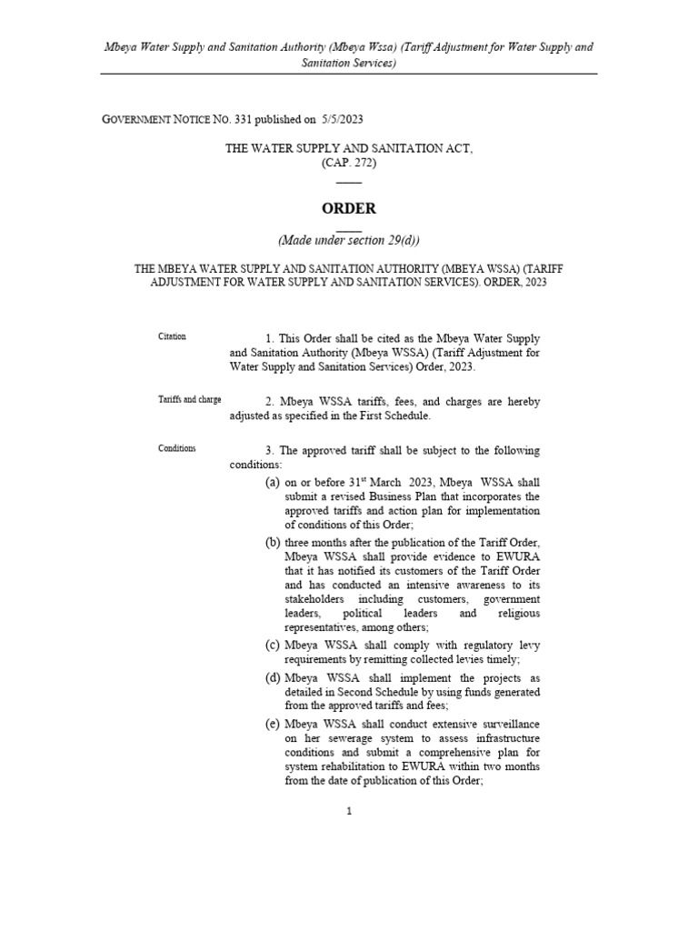 Gn. 331 of 2023 - Mbeya Wssa - English Version | PDF