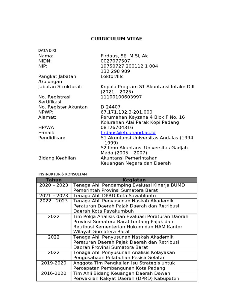 CV Firdaus 2024-06-03 | PDF