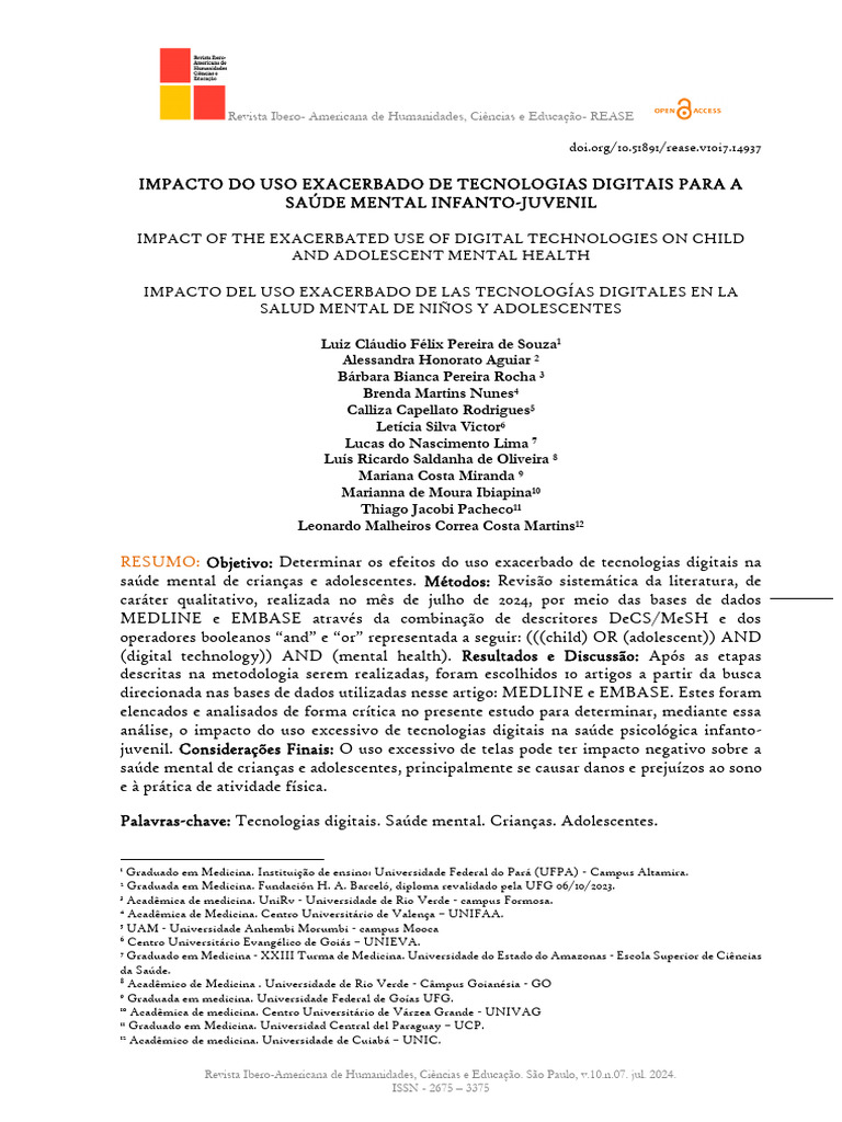 Impacto Do Uso Exacerbado de Tecnologias Digitais para A Saúde Mental ...