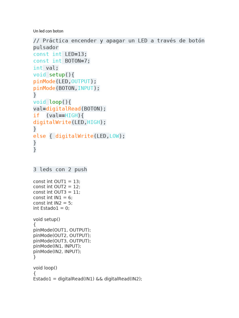 Programas de Informática - Arduino Led | PDF
