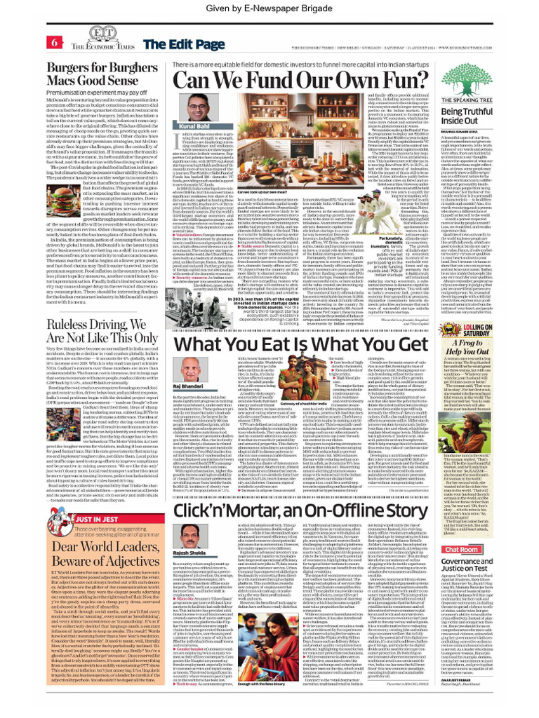 Editorial Pages of Important Newspapers (31 August 2024) | PDF