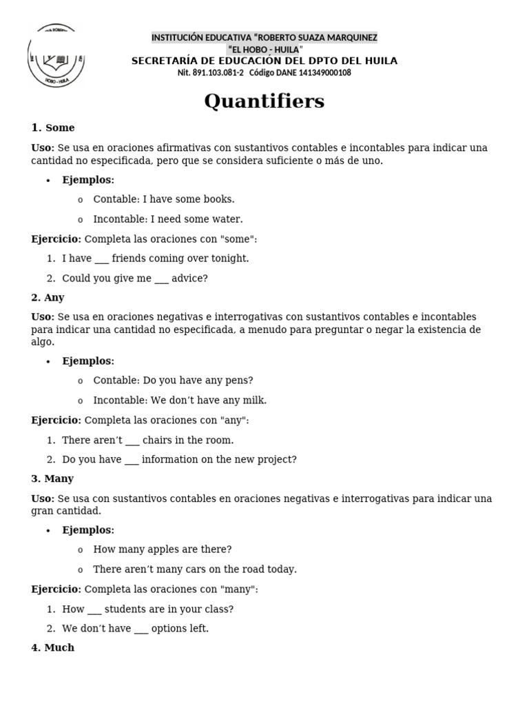 Quantifiers 1 | PDF