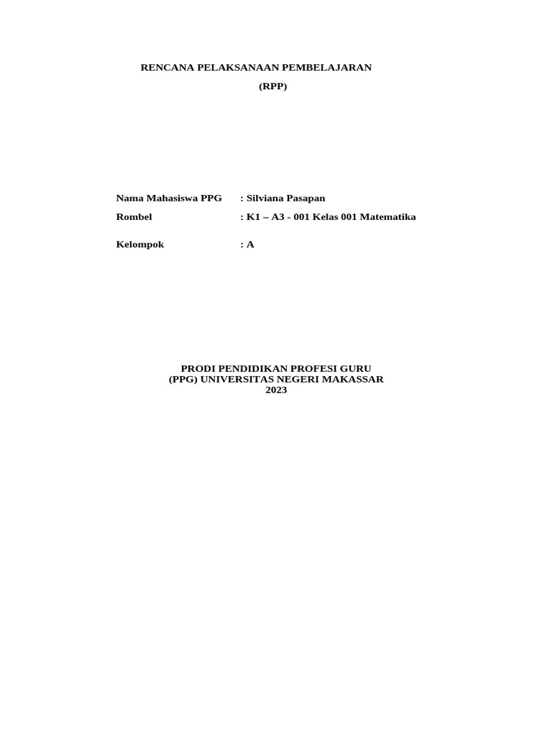 Rencana Aksi 1 - RPP Silviana | PDF