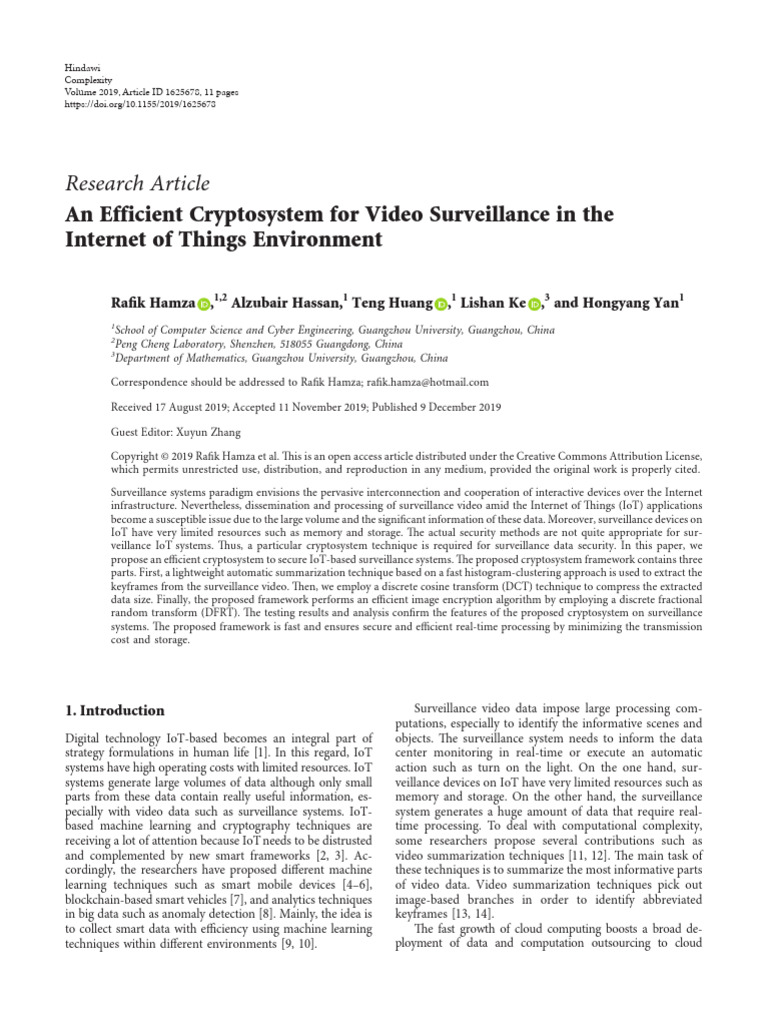 An Efficient Cryptosystem For Video Surveillance I | PDF