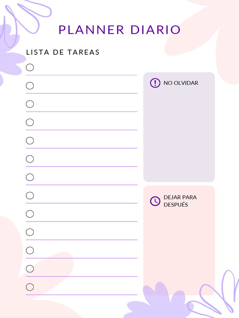 Planificador Lista de Tareas Femenino Lila | PDF
