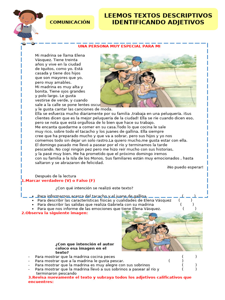 Ficha-11-05 - Pl-Leemos Textos Descriptivos Identificando Adjetivos ...