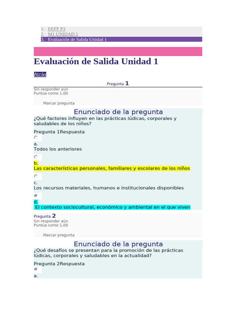 Evaluacion Unidad 1 Modulo 1 | PDF