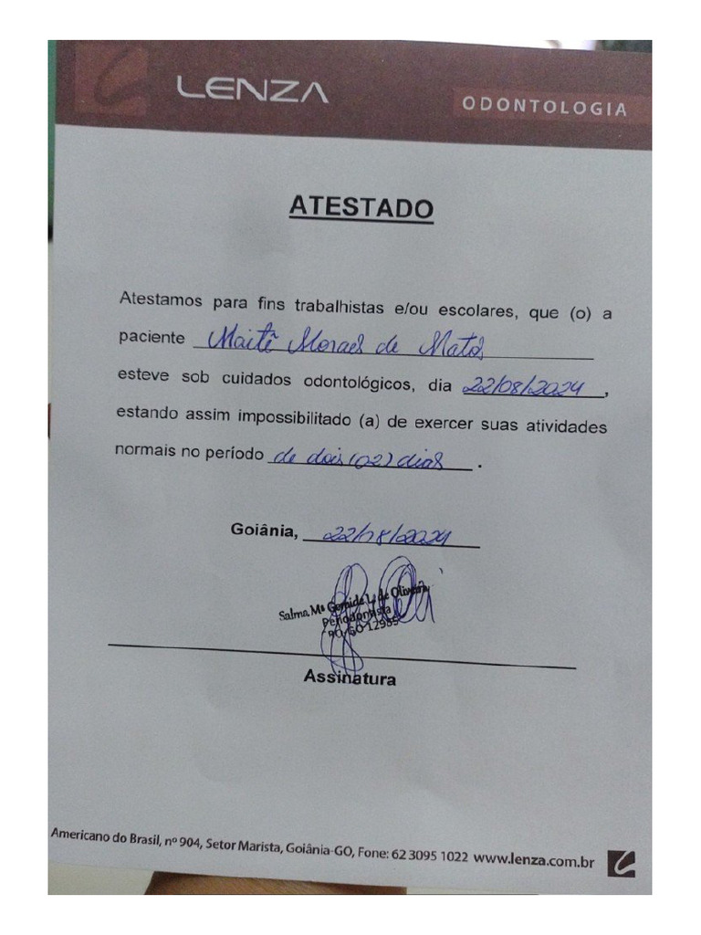 Maitê Moraes de Matos Atestado 22 e 230824 | PDF