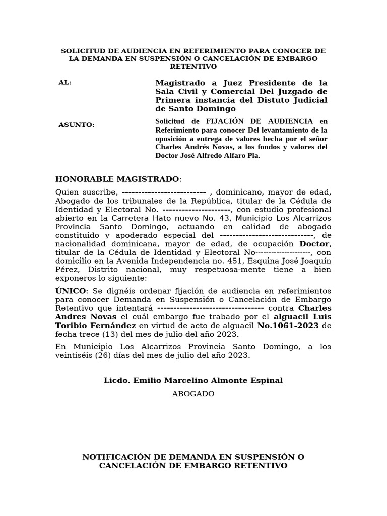 Suspensión o Cancelación de Embargo Retentivo | PDF