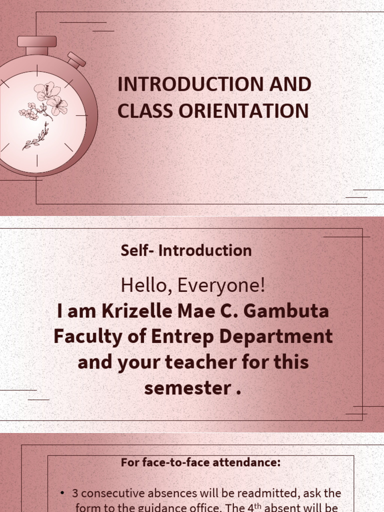 Self Introduction and Class Rules | PDF