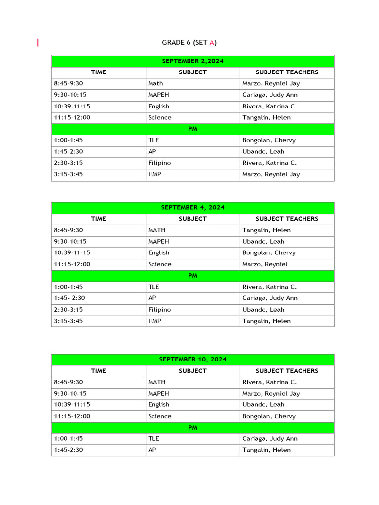 GRADE 6 (SET A) Kat | PDF