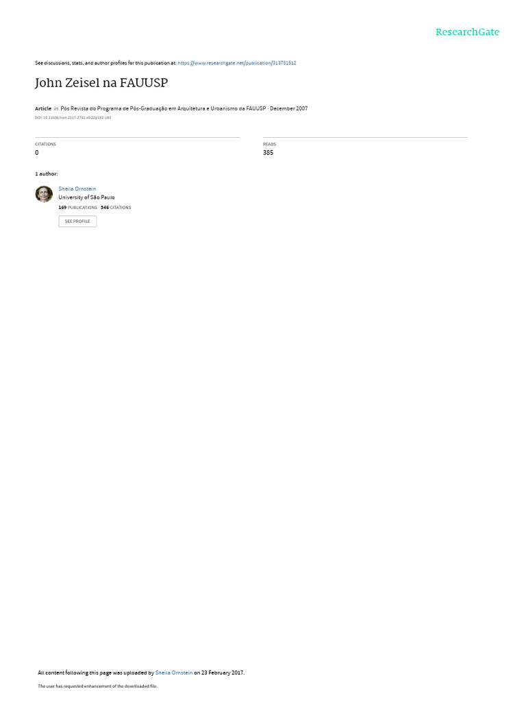 John Zeisel Na FAUUSP | PDF
