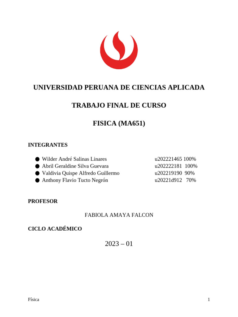 MA651 - Formato de Presentación Del Trabajo Final (Arqui) | PDF | Mecanica clasica | Ciencias ...