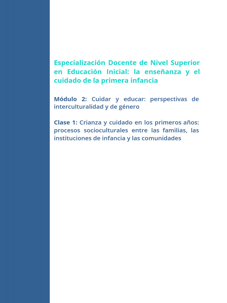 M2 - C1 - Crianza y Cuidado en Los Primeros Años - Procesos Socioculturales Entre Las Familias ...