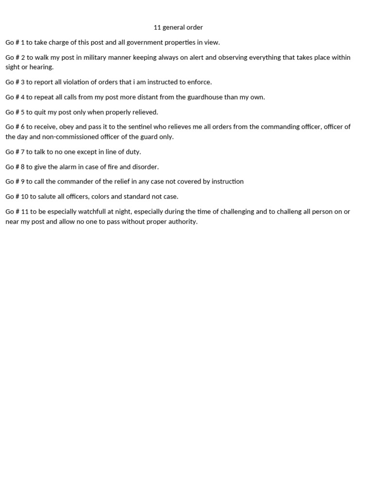 11 General Order | PDF