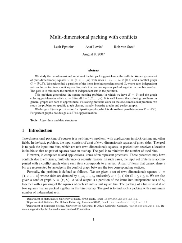 2D Bin Packing with Conflicts | PDF | Theoretical Computer Science | Discrete Mathematics