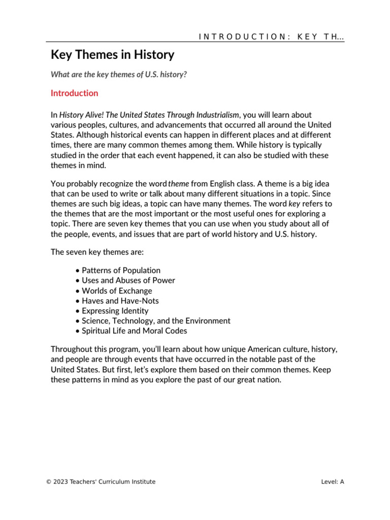 Introduction: Key Themes in History | PDF