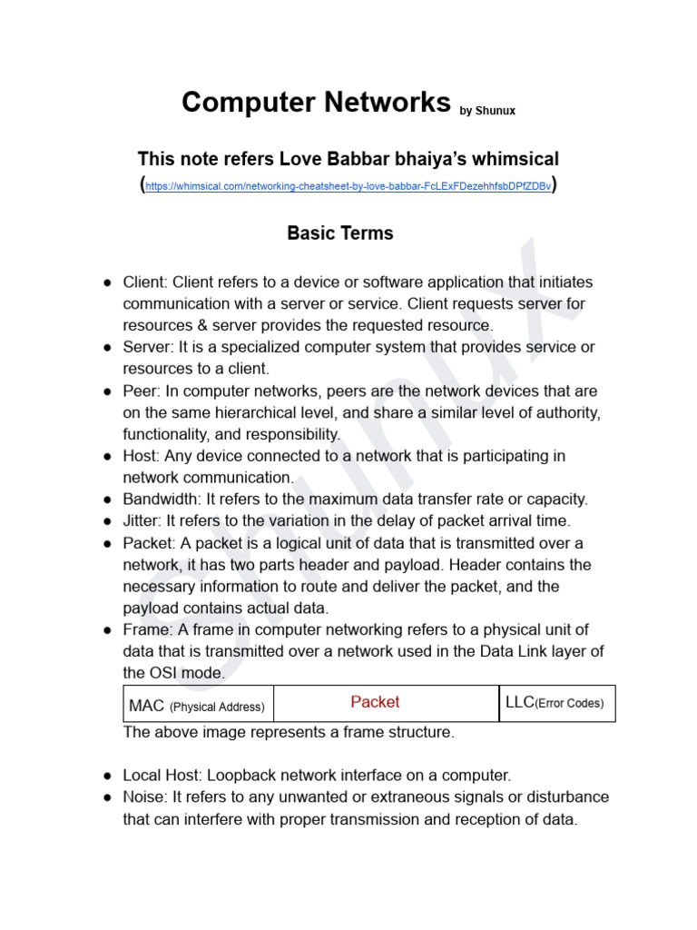 SH Un Ux: Computer Networks | PDF