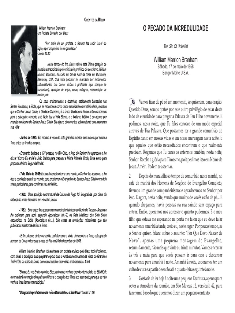 o Pecado Da Incredulidade | PDF