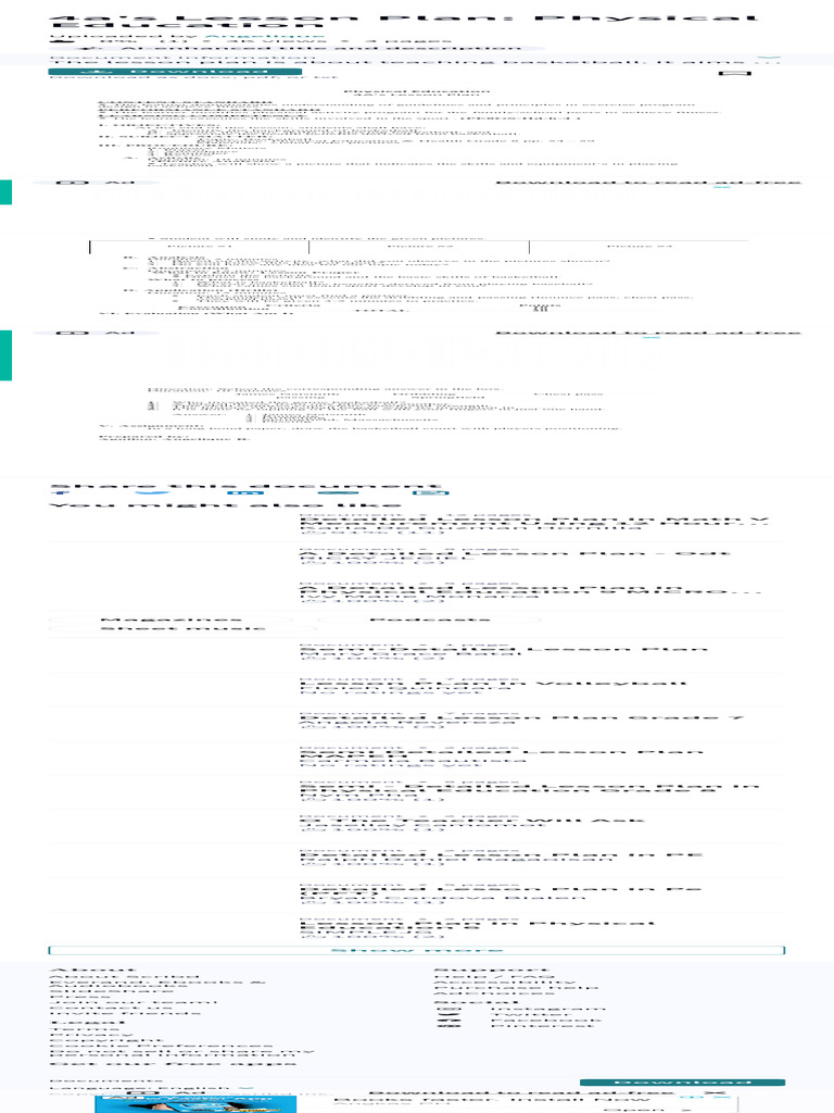 4a S Lesson Plan Physical Education Pdf Physical Education Lesson Plan