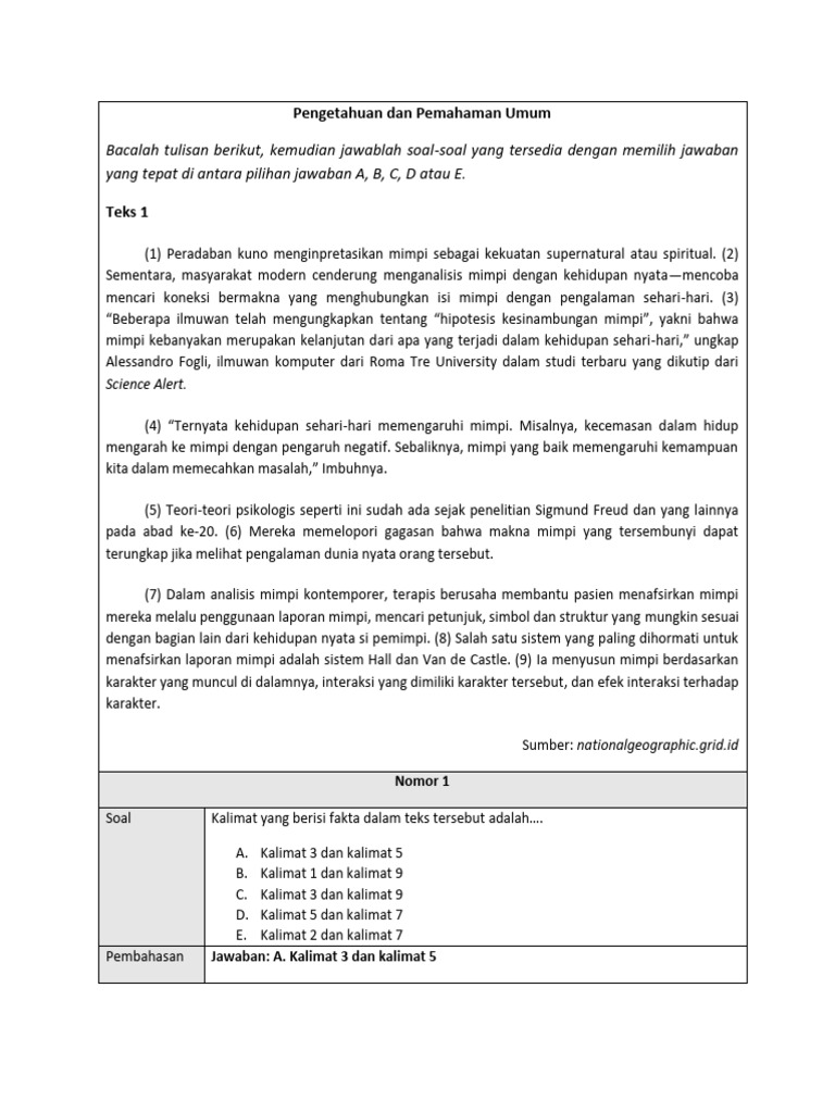 51 TO UTBK SISTEM TERBARU 2022 (SAINTEK NEW) - Pengetahuan Dan Pemahaman Umum | PDF