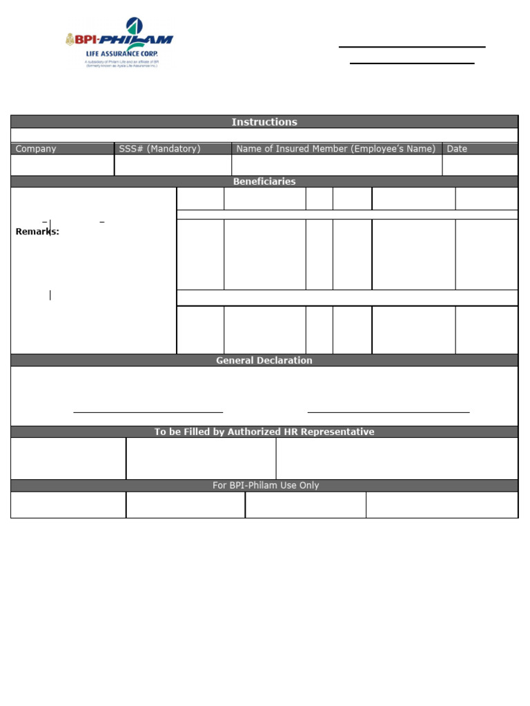 Updating of Beneficiaries Form | PDF