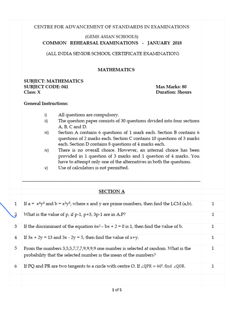 CASE MATHEMATICS QP - GR 10 | PDF