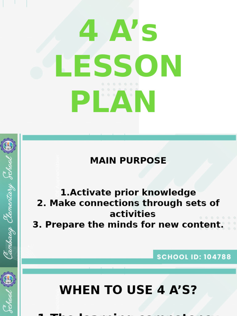 4a's LESSON PLAN-LAC 1 - 2022-2023 Cambaog-Elementary-School TRUE | PDF