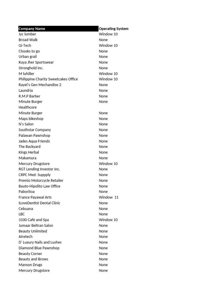 Company Name: Operating System | PDF