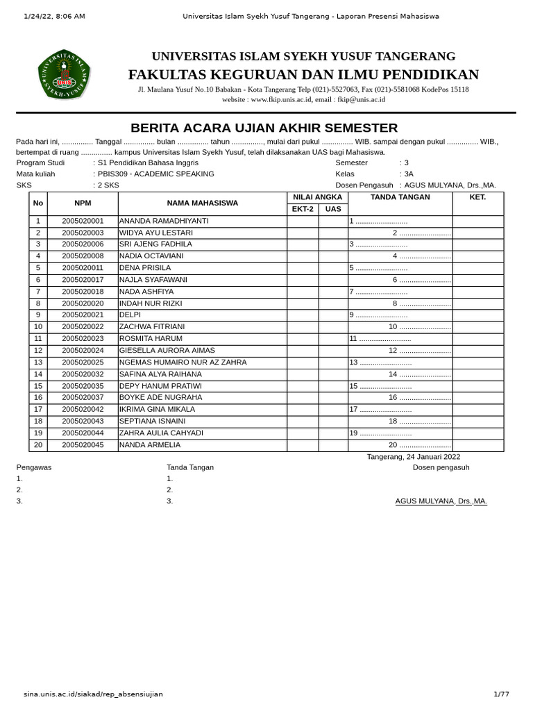 Berita Acara PBI | PDF