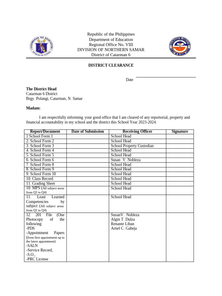 District Clearance | PDF