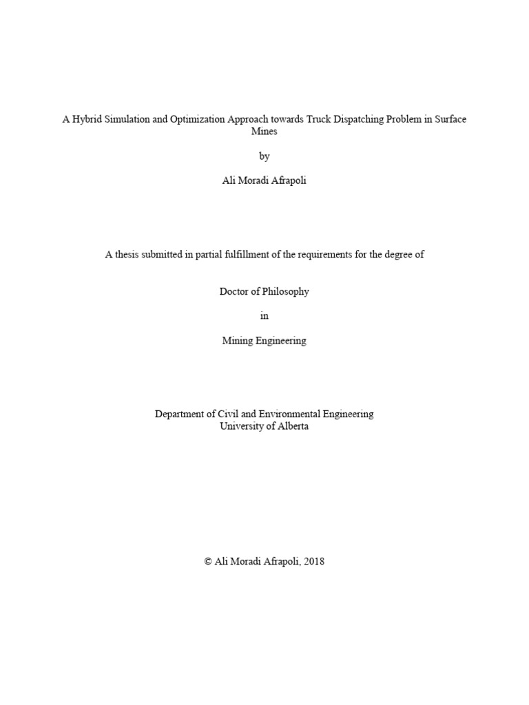 A Hybrid Simulation and Optimization Approach Towards Truck Dispatching Problem in Surface Mines ...