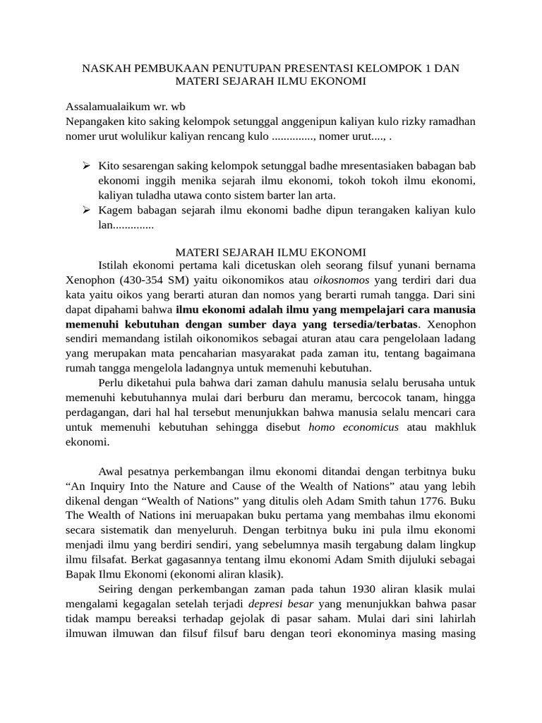 Draf Naskah PPT Kelompok 1 Ekonomi | PDF