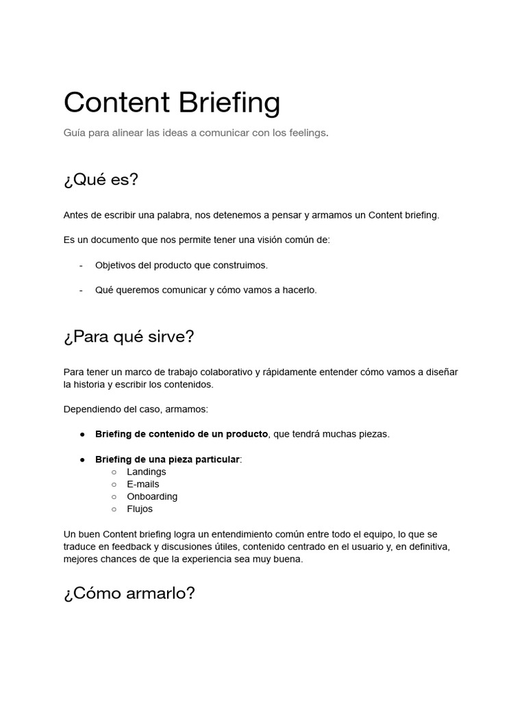 Content Briefing - Paso A Paso | PDF
