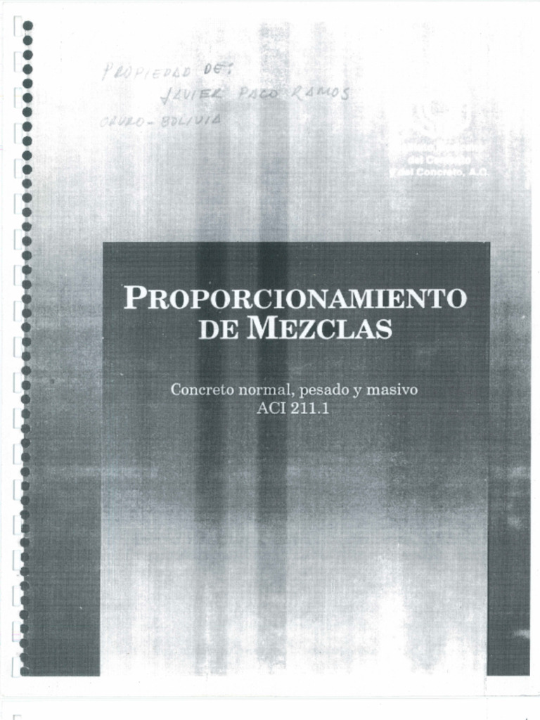 Aci 211.1 Proporcionamiento de Mezclas | PDF