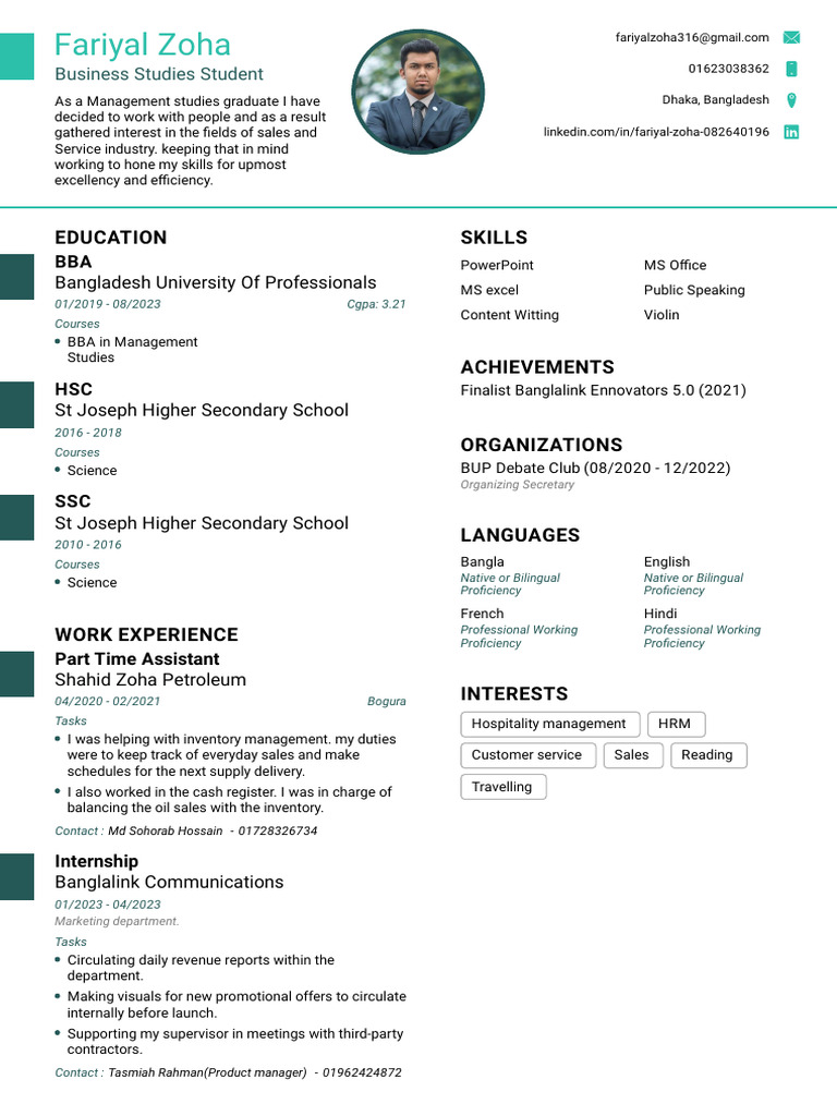 BIRT - MD Fariyal Zoha Ashraf - CV | PDF