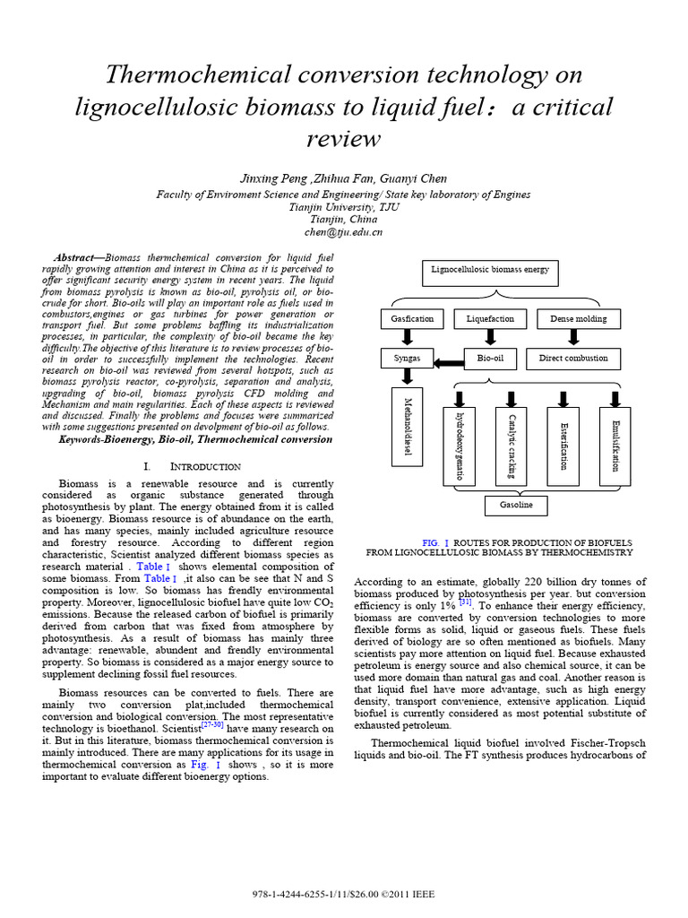 Thermochemical Conversion Technology On Lignocellulosic Biomass To ...