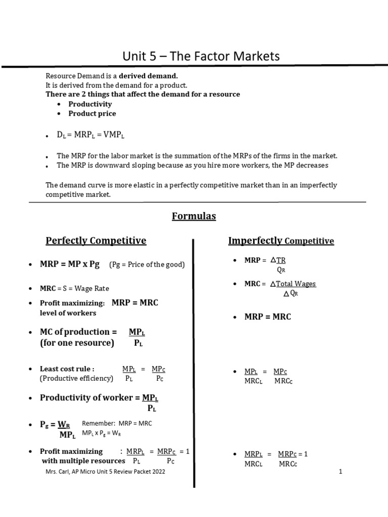 Unit 5 AP Micro Review | PDF