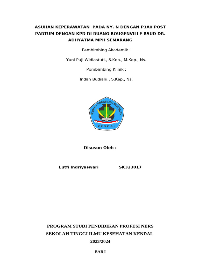 Askep Post Partum KPD Lutfi Fix | PDF