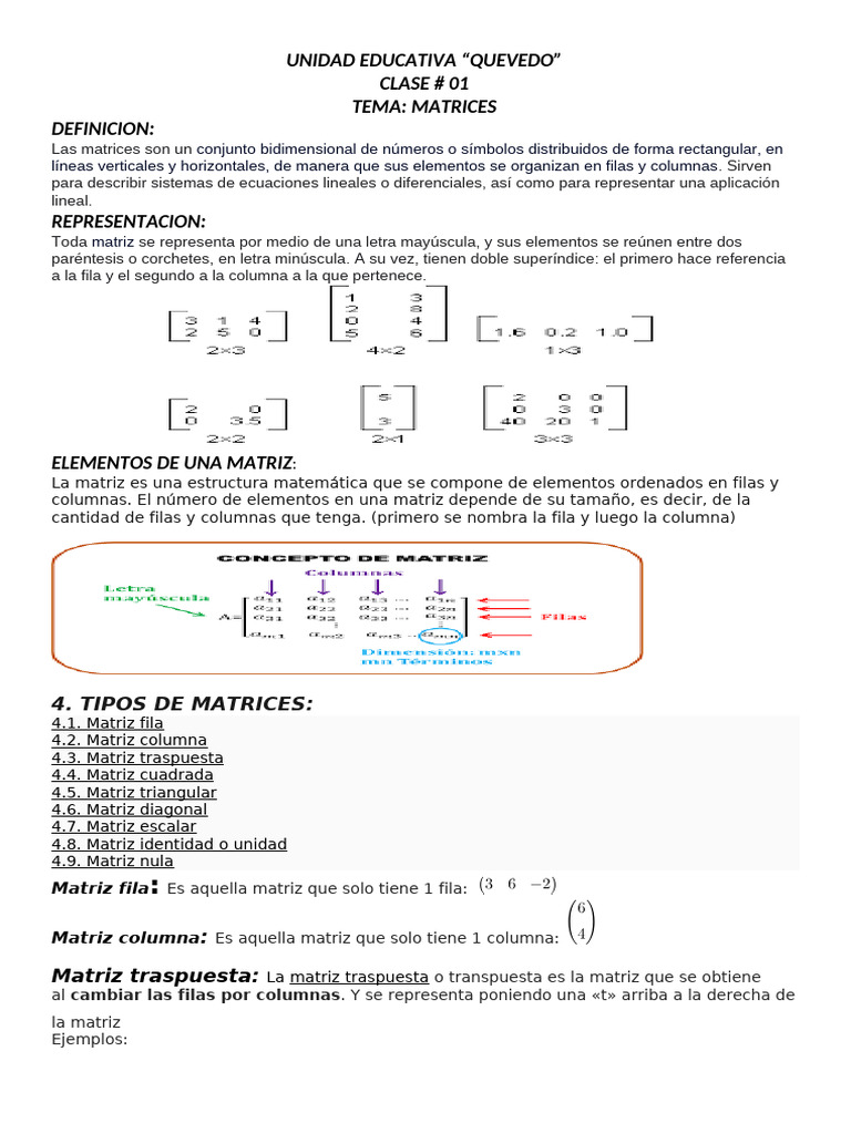 Clase # 01 Matrices | PDF