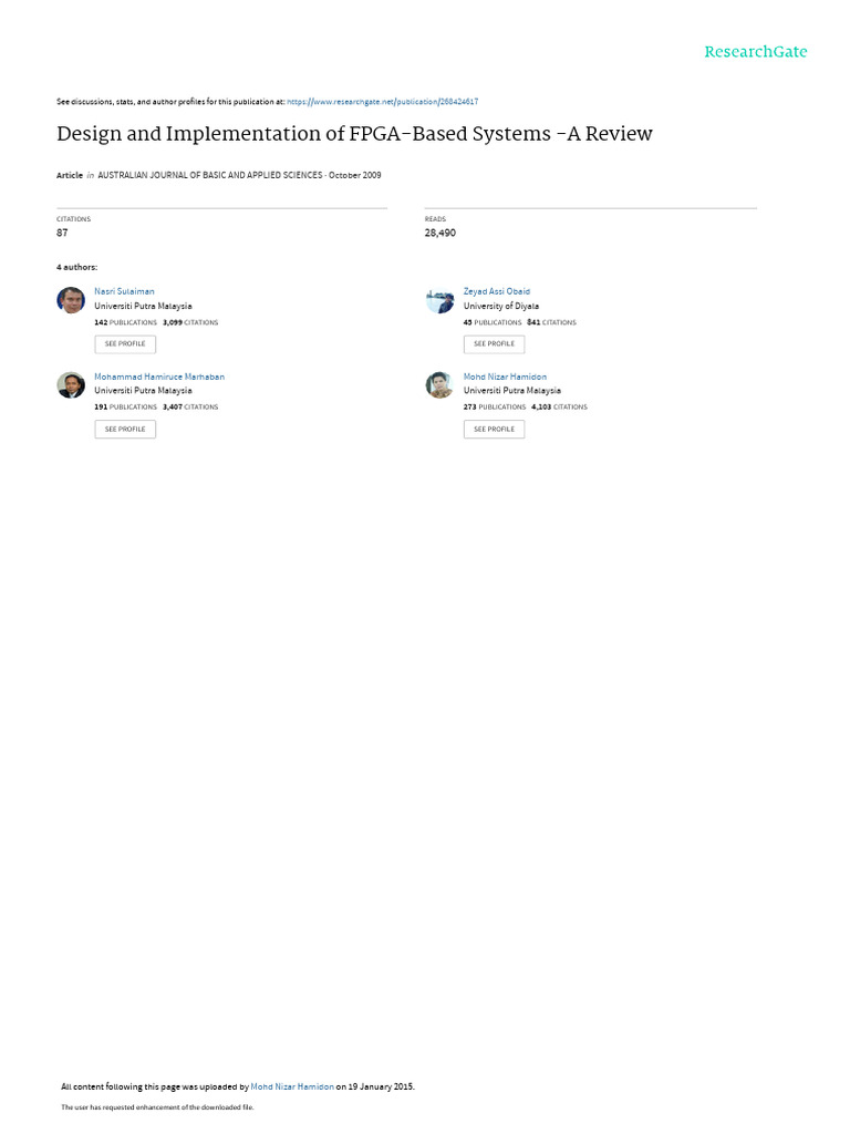 Design and Implementation of FPGA-Based Systems - A | PDF