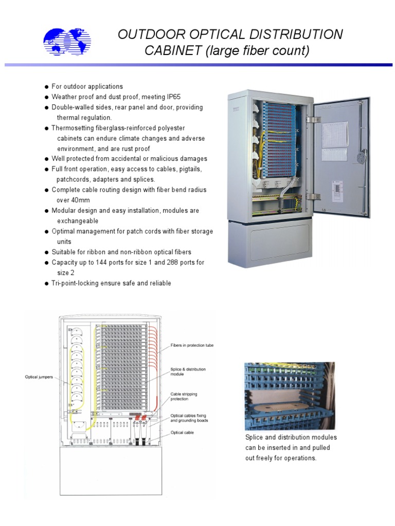 Outdoor Fiber Distribution Cabinet Specs | PDF | Optical Fiber ...