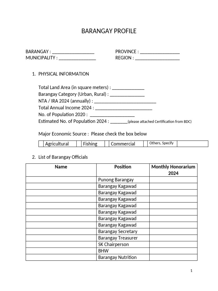 Barangay Profile | PDF