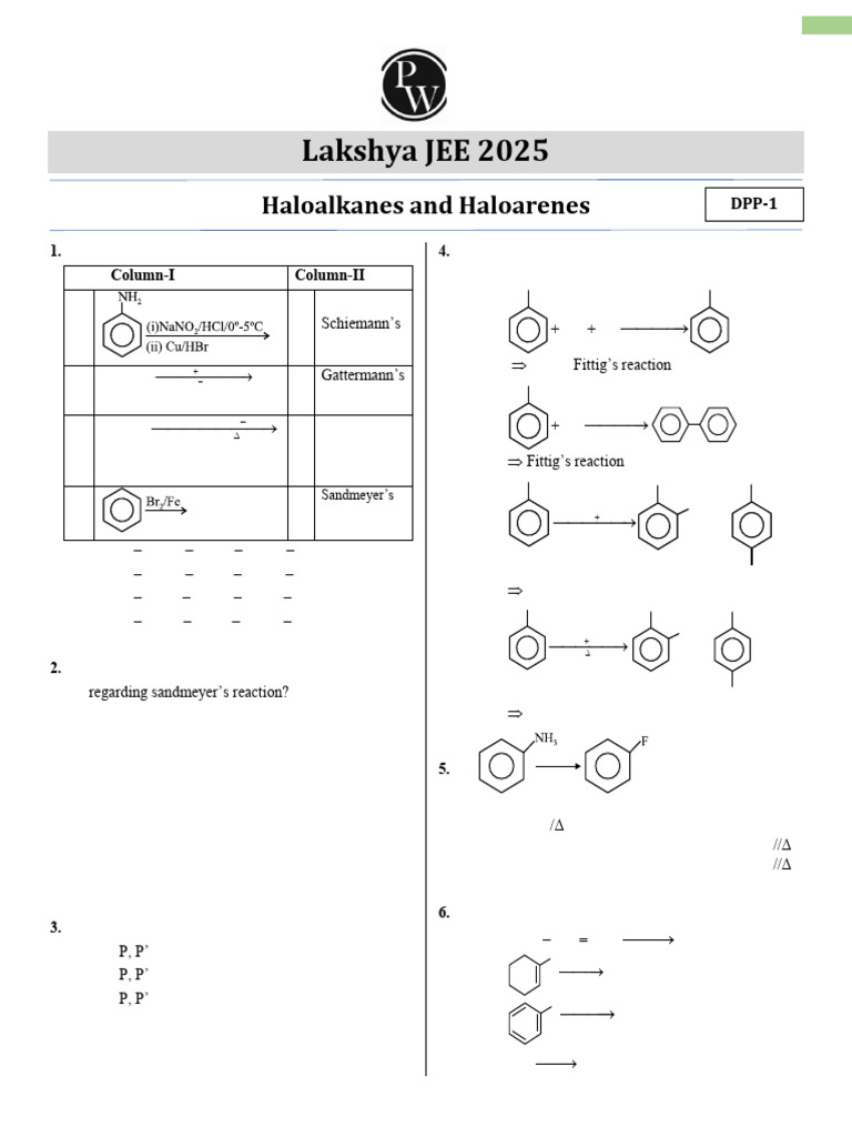 Haloalkanes and Haloarenes - DPP 01 (Of Lec 11) | PDF Haloalkanes and Haloarenes - DPP 01 (Of Lec 11) | PDF